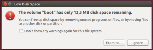 The volume "boot" has only 13,3 MB disk space remaining в Linux. Что делать и как проверить ...