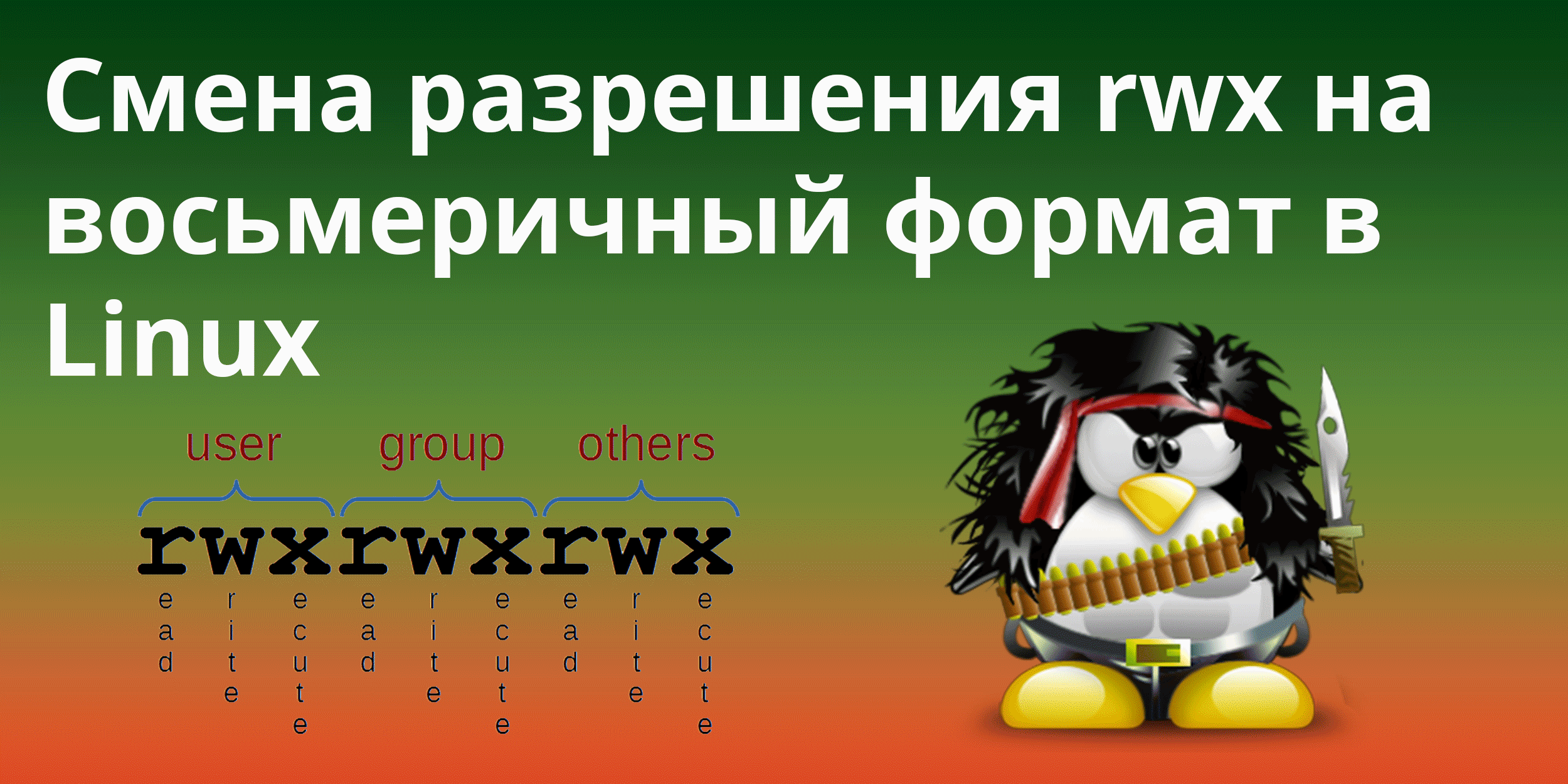Смена разрешения rwx на восьмеричный формат в Linux