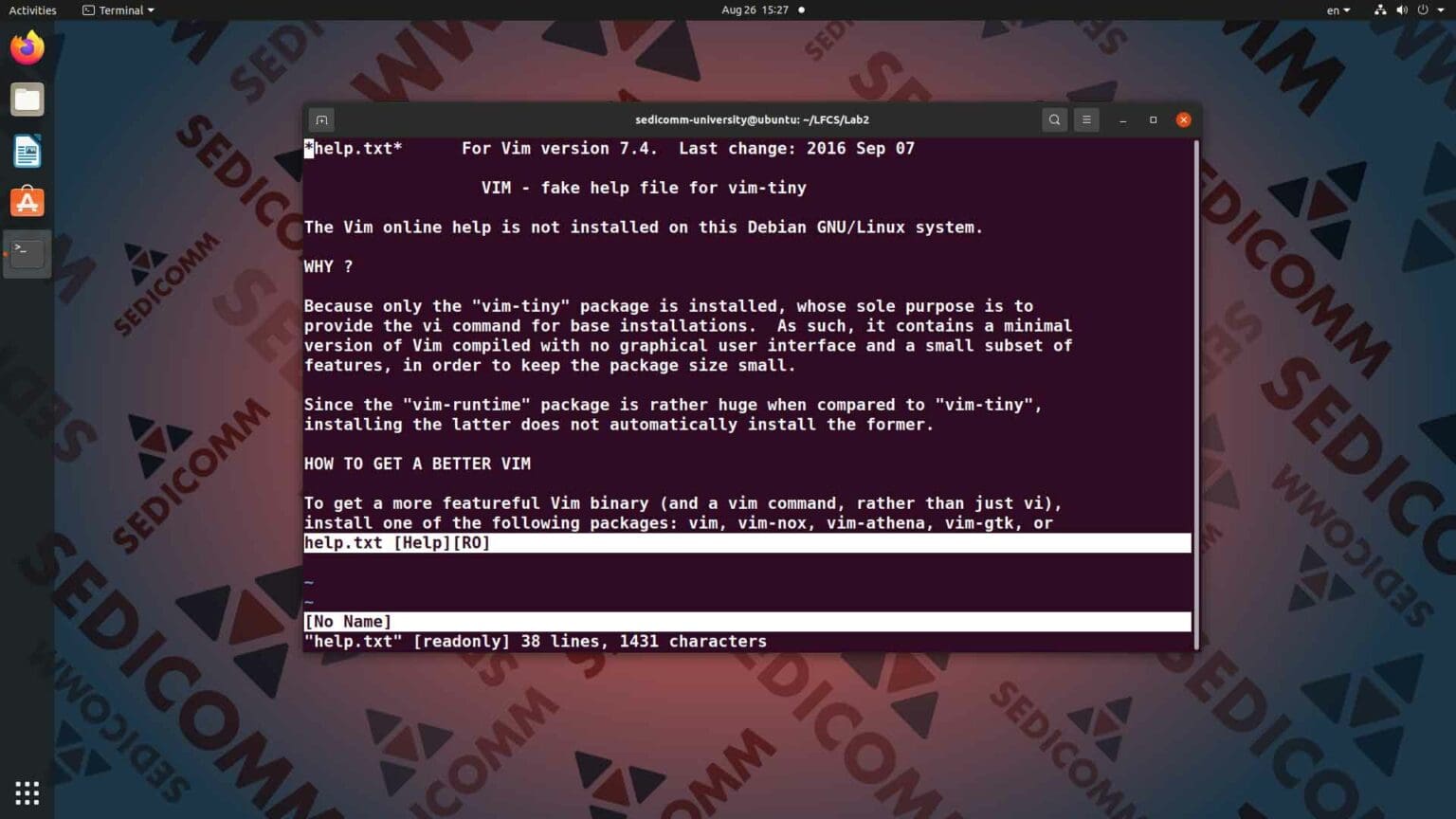 Курс LFCS — часть 2: установка vi / vim и редактирование текста