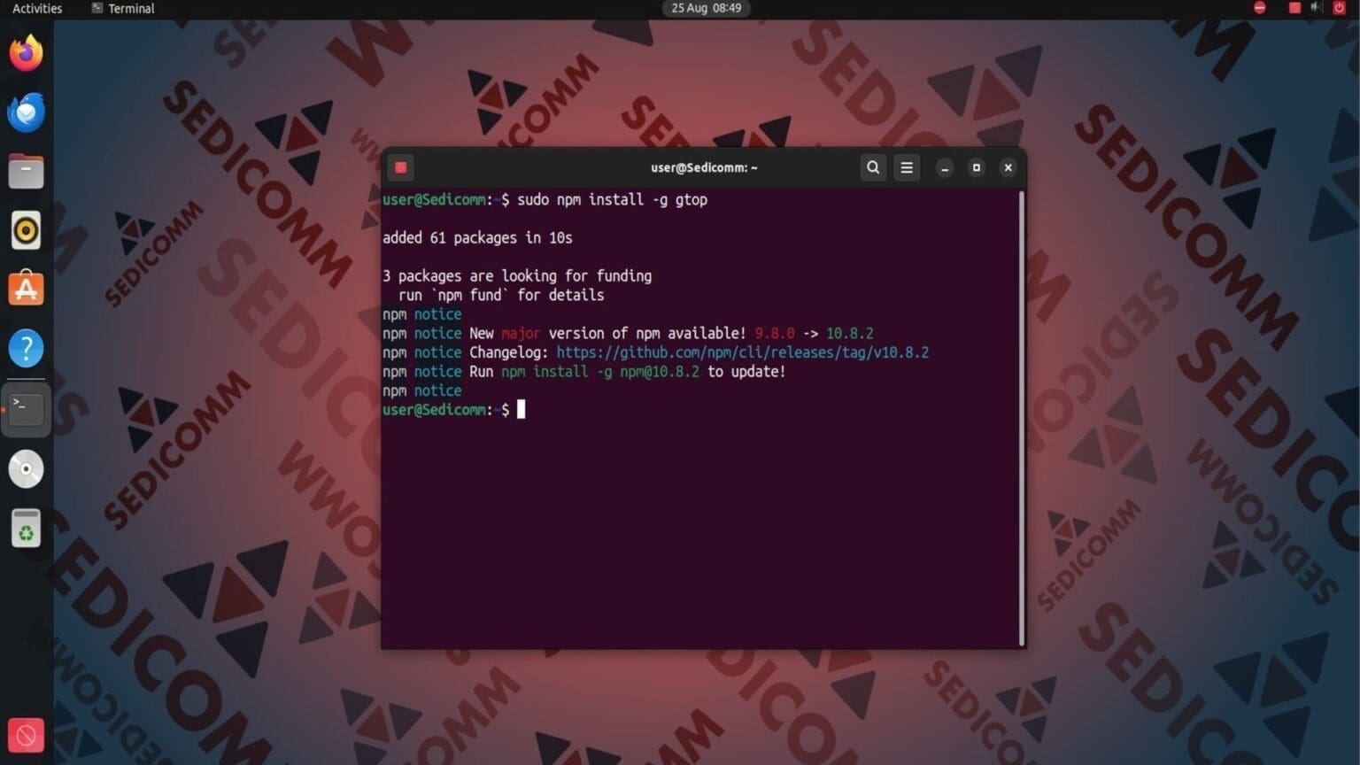Как установить утилиту gtop в Linux